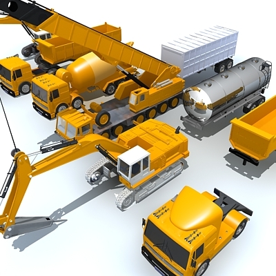 3d construction vehicles pack model