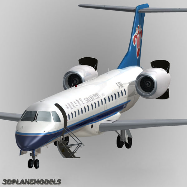 3d embraer erj-145 regional jet model