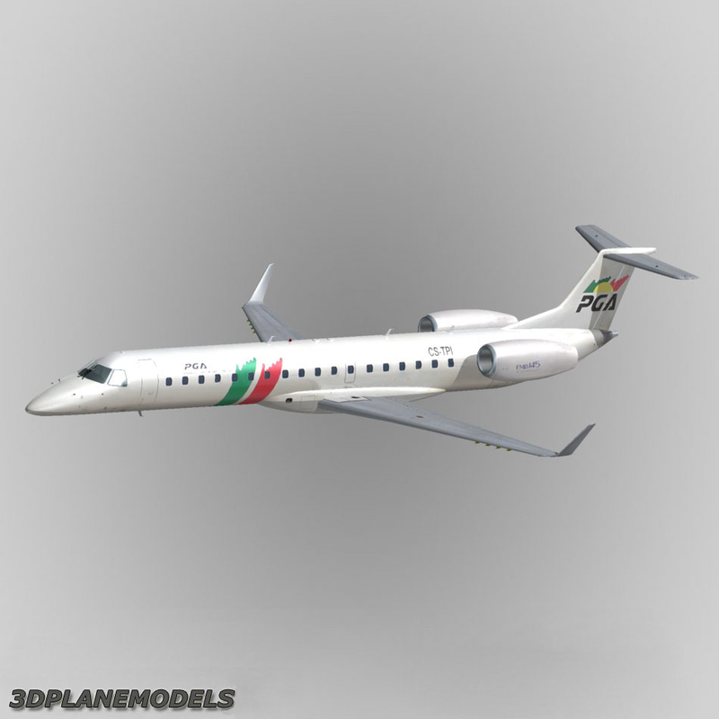 embraer erj-145 regional jet 3d model
