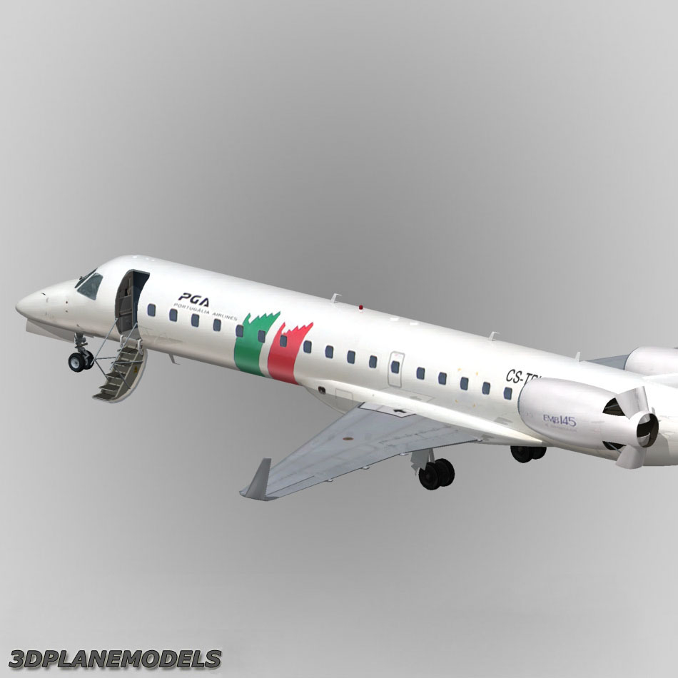 embraer erj-145 regional jet 3d model
