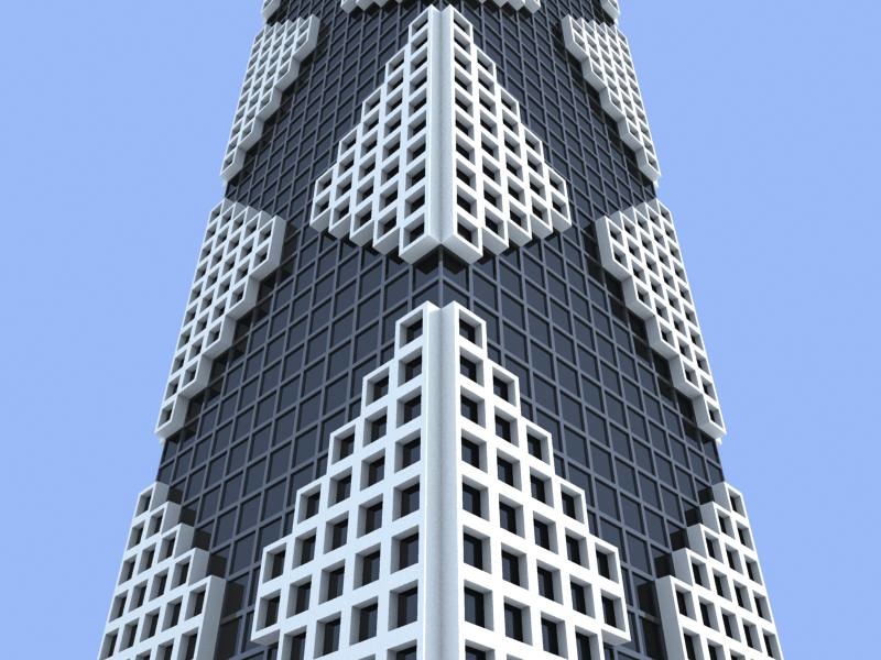 3d unique building 8 skyscrapers model