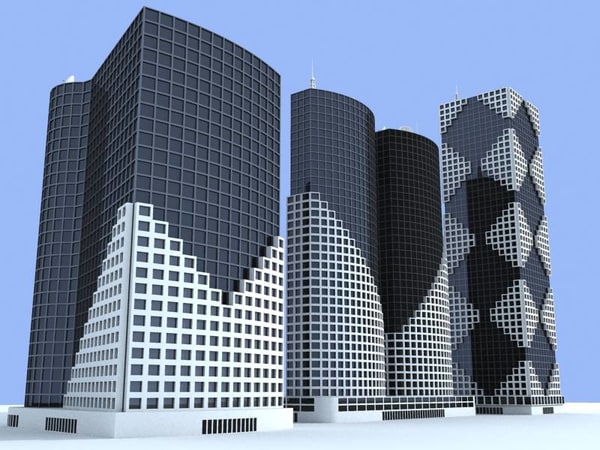 modelo 3d 3 edificios - TurboSquid 334756