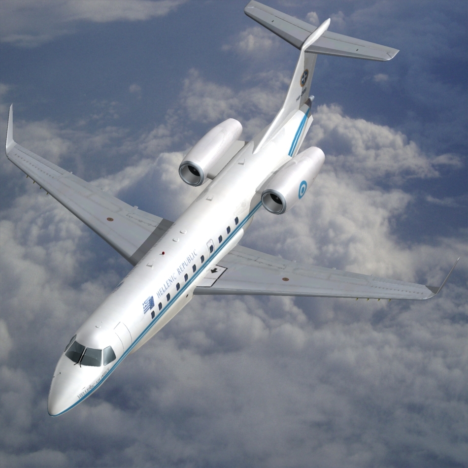3d embraer erj-135bj business jet model