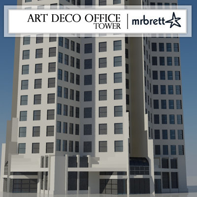 3d modern art deco tower model