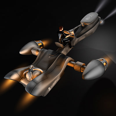 hover bike spaceship 3d c4d