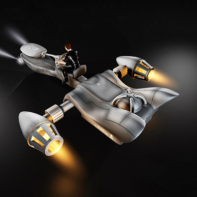 hover bike spaceship 3d c4d