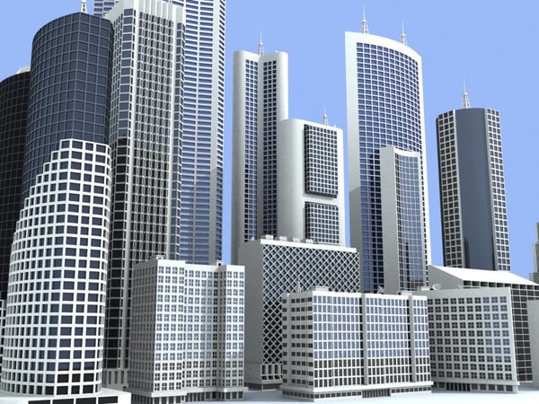 3d model 15 buildings structure skyscrapers