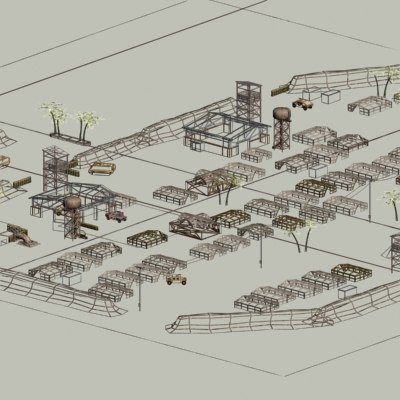 3d desert military base model