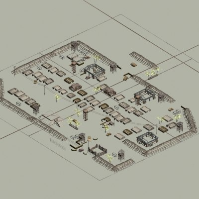 3d desert military base model