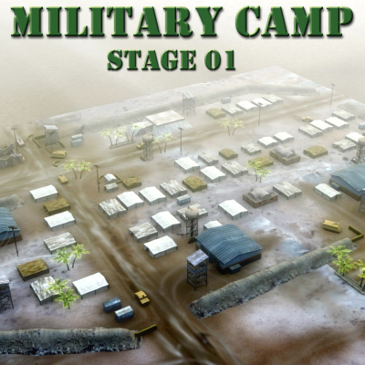 3d desert military base model