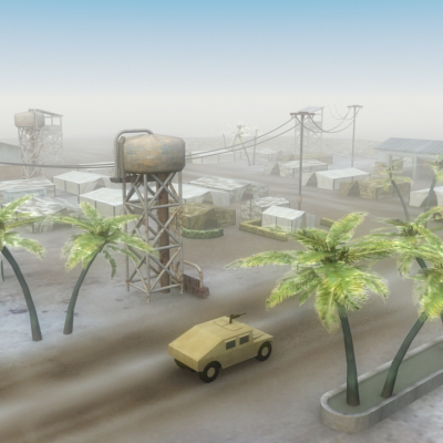 3d desert military base model