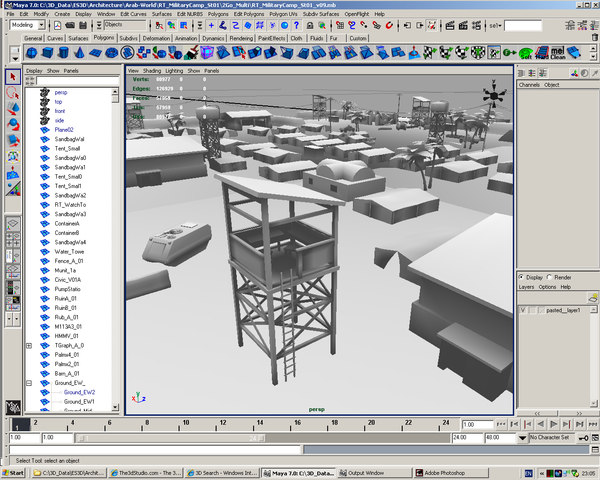 3d desert military base model
