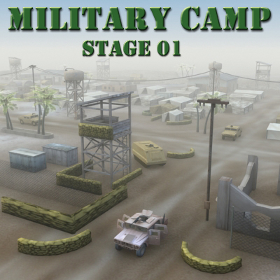 3d desert military base model