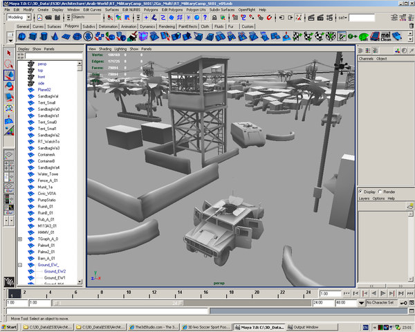 3d desert military base model