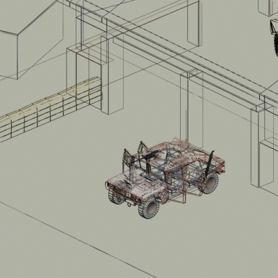 3d desert military base model