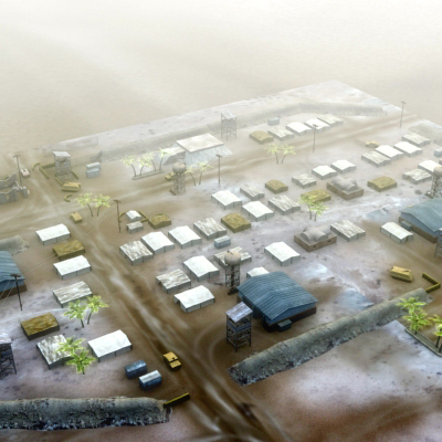 3d desert military base model