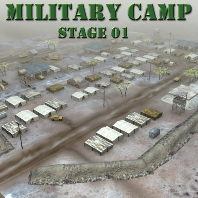 3d desert military base model