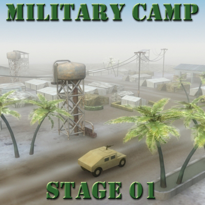 3d desert military base model