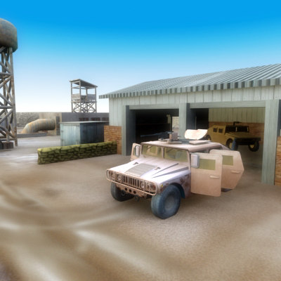 3d desert military base model
