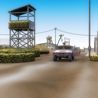 3d desert military base model