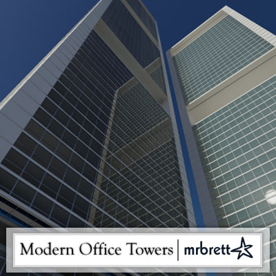3d modern office tower complex
