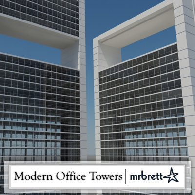 3d modern office tower complex