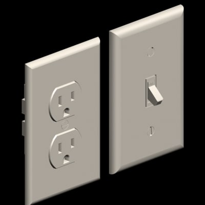 common wall plates duplex outlet 3d model
