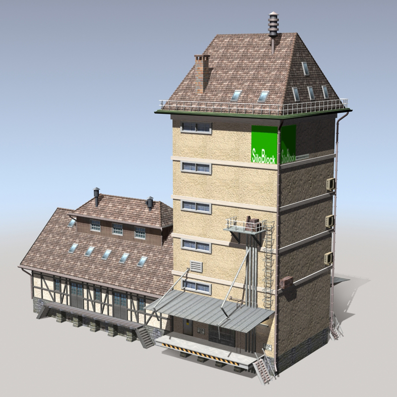 silo block 3d 3ds