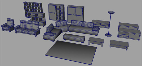 living room furniture 3d model
