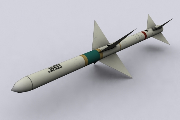 aim-7 sparrow missile design 3d model