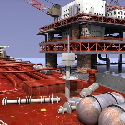 modelo 3d Plataforma petrolera y petrolero 01 - TurboSquid 338950