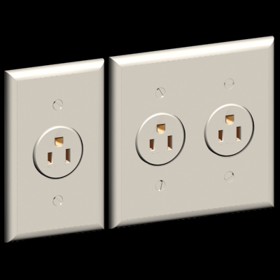 3d model of 2 single gang outlet
