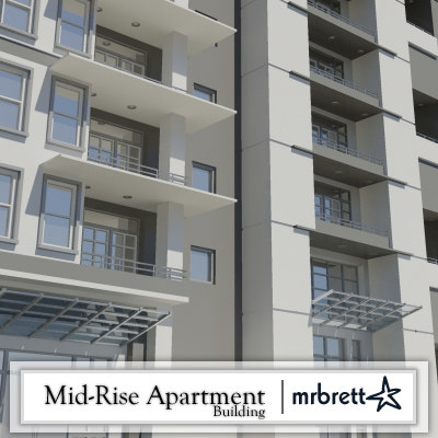 mid-rise luxury apartment building 3d dxf