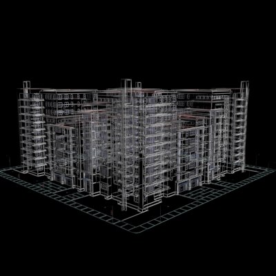 mid-rise luxury apartment building 3d dxf