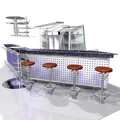 bar restaurant 3d max