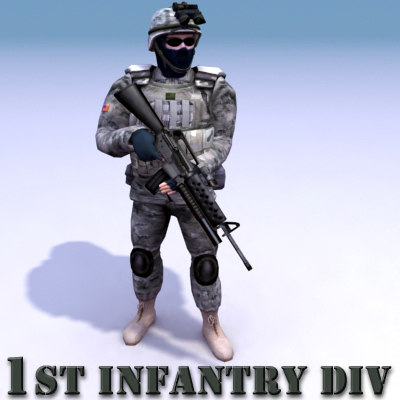usarmy rigged character army 3d model
