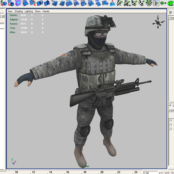 usarmy rigged character army 3d model