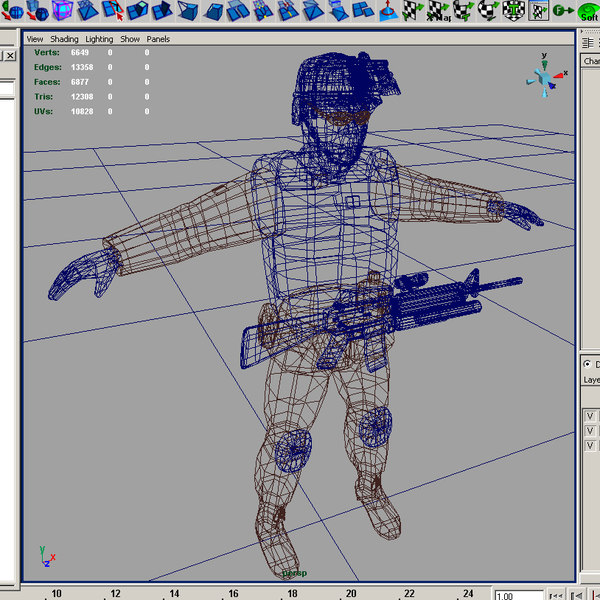 usarmy rigged character army 3d model