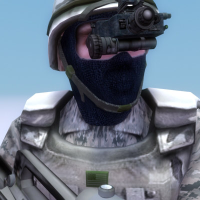 usarmy rigged character army 3d model