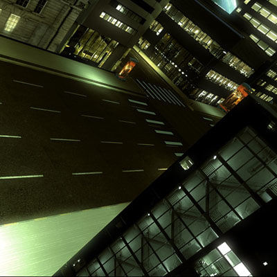 realistic night city modern 3d model
