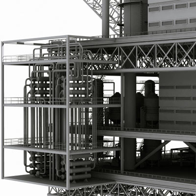spar oil platform 3d model