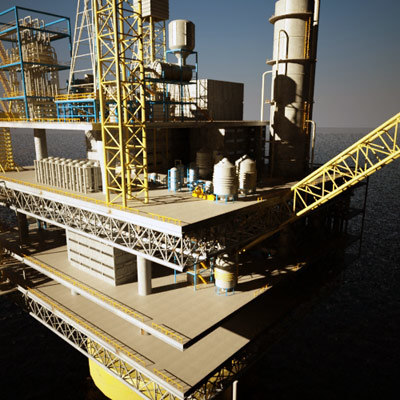 spar oil platform 3d model