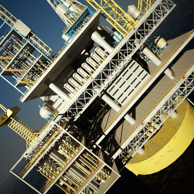 spar oil platform 3d model