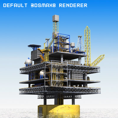 spar oil platform 3d model