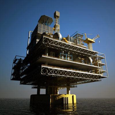 spar oil platform 3d model