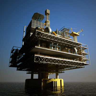 spar oil platform 3d model
