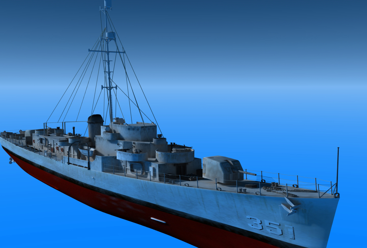 uss butler class ship 3d model