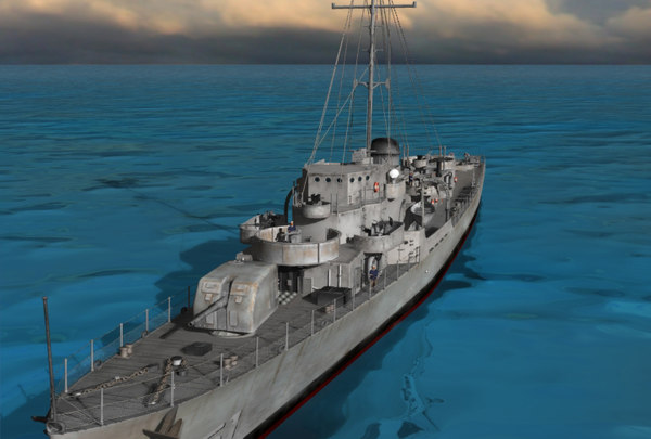 uss butler class ship 3d model