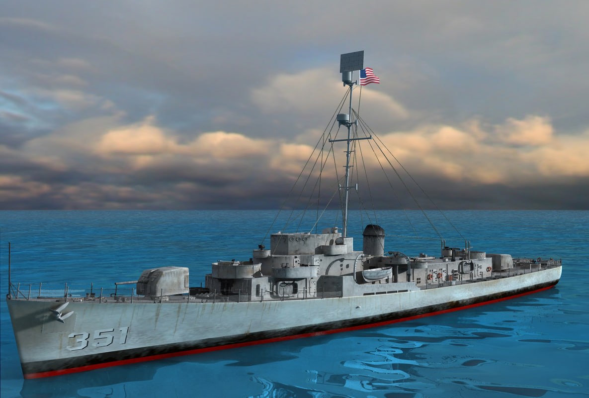 uss butler class ship 3d model