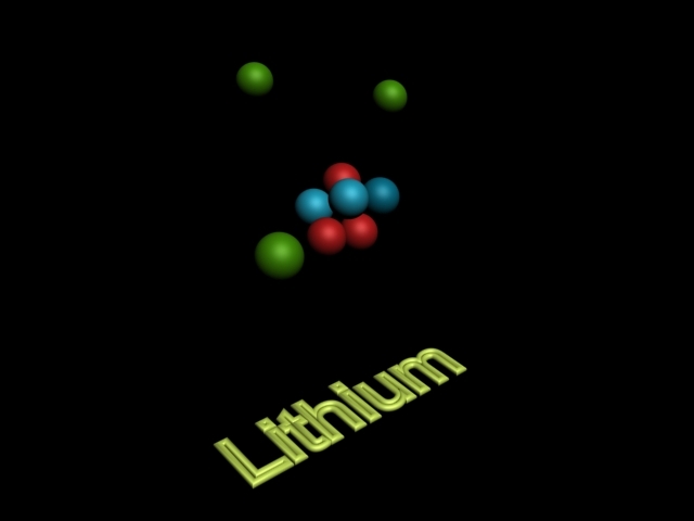 element lithium protons neutrons 3d model